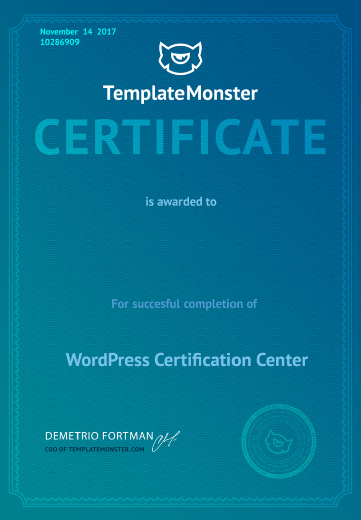 Free WordPress Certification by TemplateMonster ⭐MonstersPost