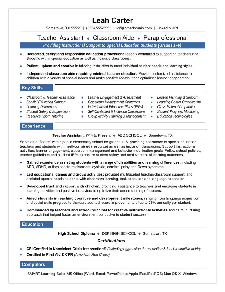 How To Write An Excellent Teacher Assistant Resume How To Write An Excellent Teacher Assistant Resume