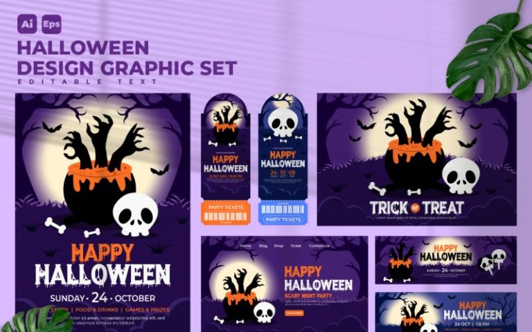 Top 100 Halloween Graphics: Banners, Fonts, Icons, Illustrations